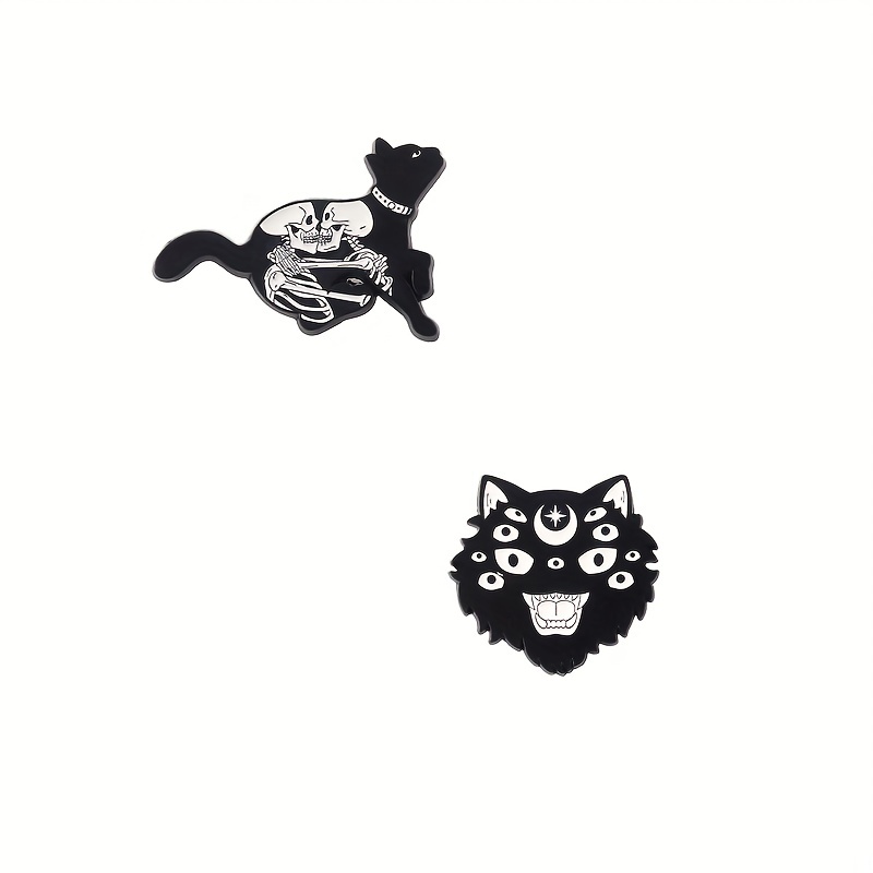 Gothic Cat Enamel Pin Skull Skeleton Witch Cats Badge Brooch - Temu ...