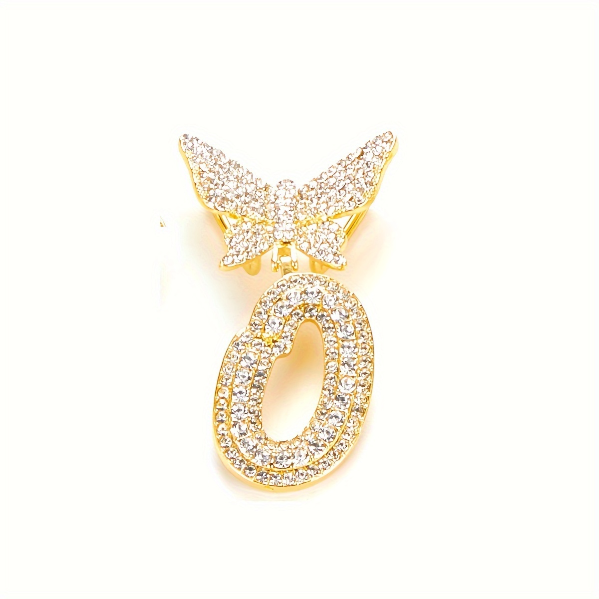 Hip Hop Iced Rhinestone Chain Butterfly Pendant Necklace - Temu United ...