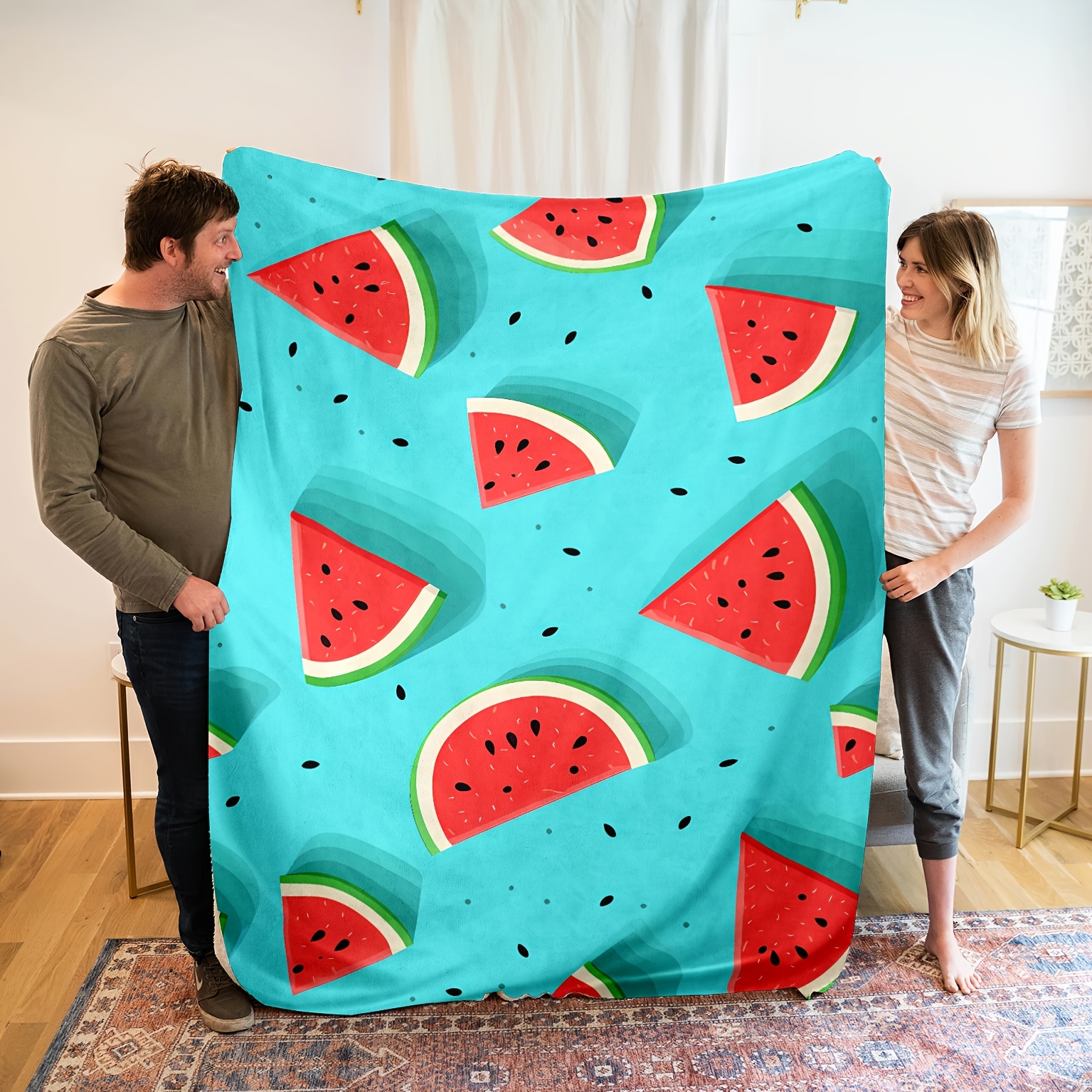 Flannel Throw Blanket Creative Watermelon Pattern Printed - Temu Australia