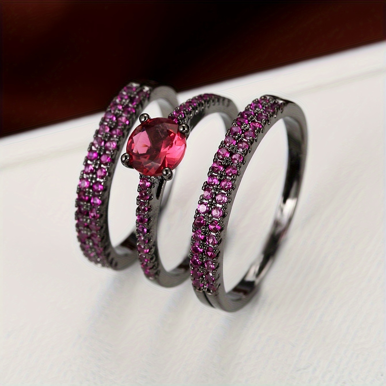 Elegant Stacking Rings Plated Paved Shining Zirconia Multi - Temu ...