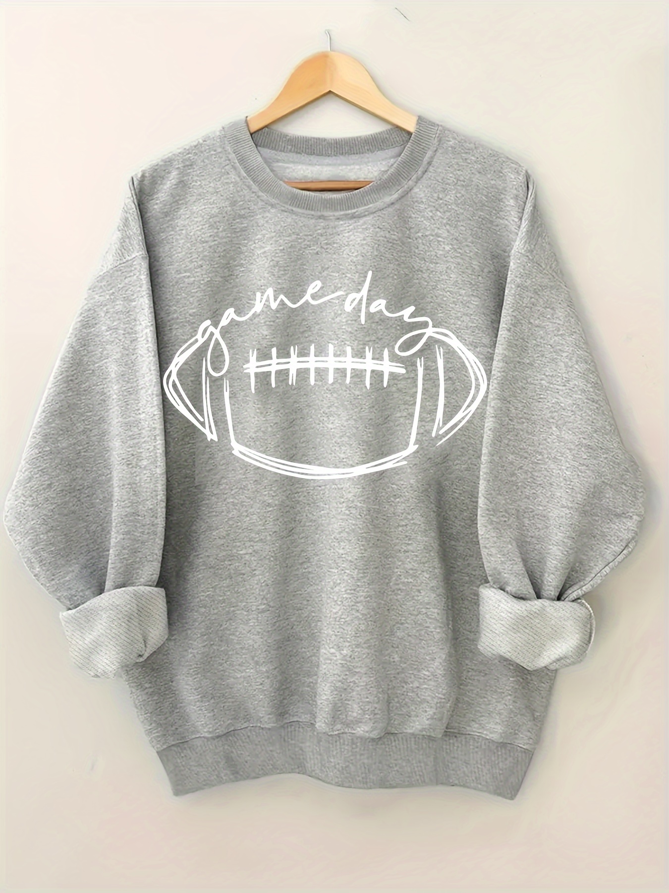 Graphic Print Sweatshirt Plus Size Crew Neck Casual - Temu Australia