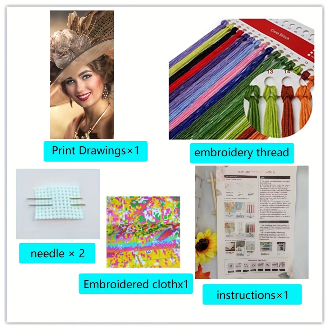 Beauty Series Pattern Diy Cross Stitch Kits Include Print - Temu United ...