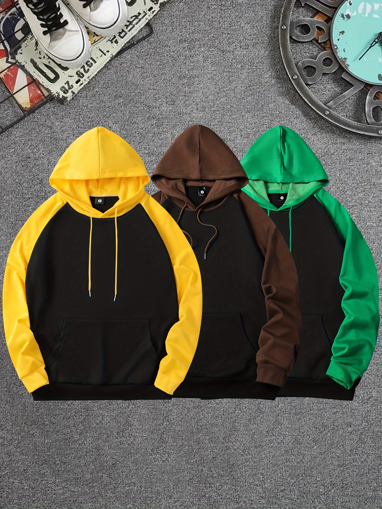 Cool Hoodies Men Men's Casual Color Block Hooded Sweatshirt - Temu ...