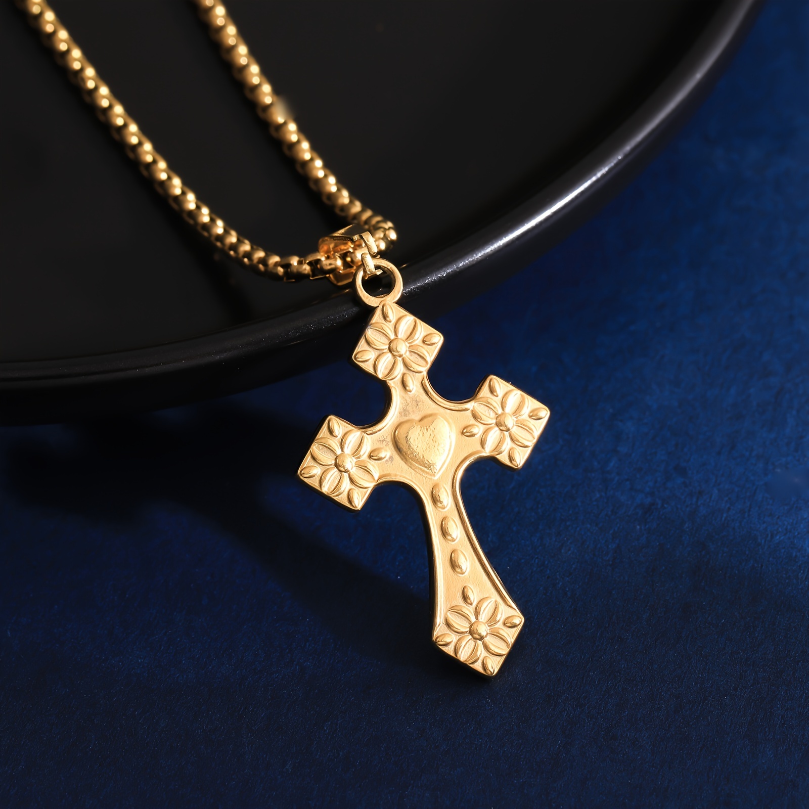 Men's Stainless Steel Pattern Cross Men's Pendant Necklace - Temu ...