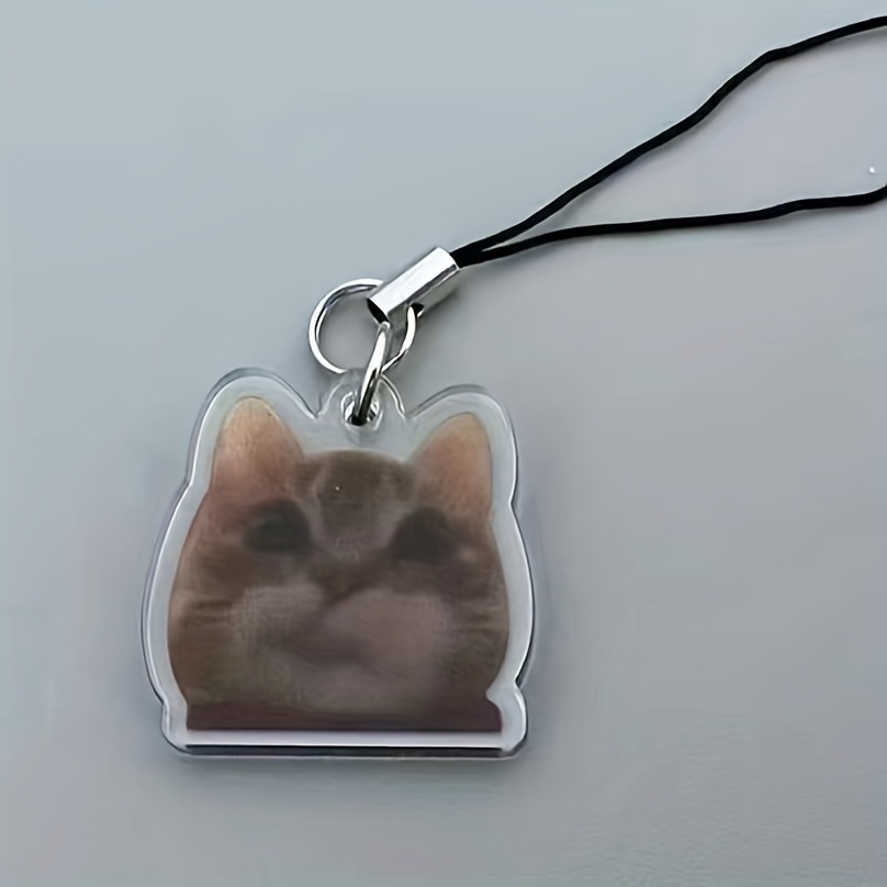 Funny Cat Keychain Cute Animal Acrylic Key Chain Ring Purse Bag ...