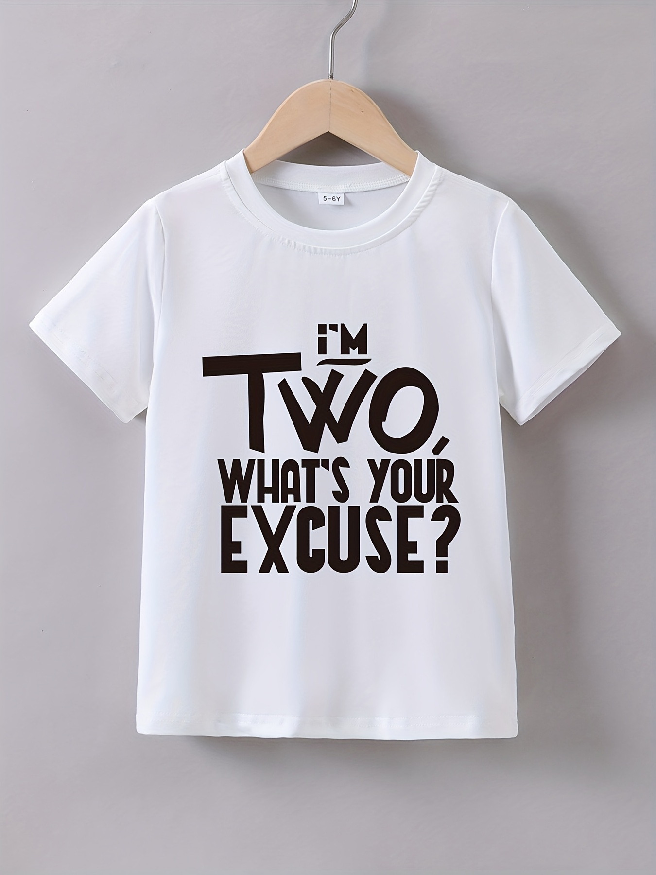 Boys Shirt Fun '''m Two 's Excuse'' Graphic Short Sleeve T - Temu New ...