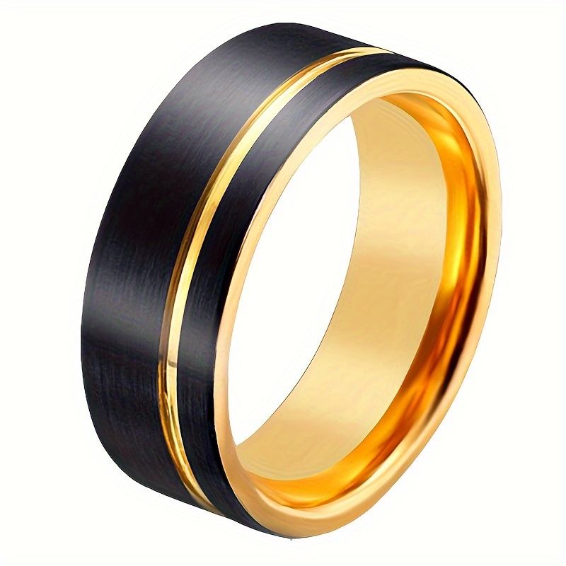 Classical Jewelry Golden Color Fluted Men Rings Anniversary - Temu ...