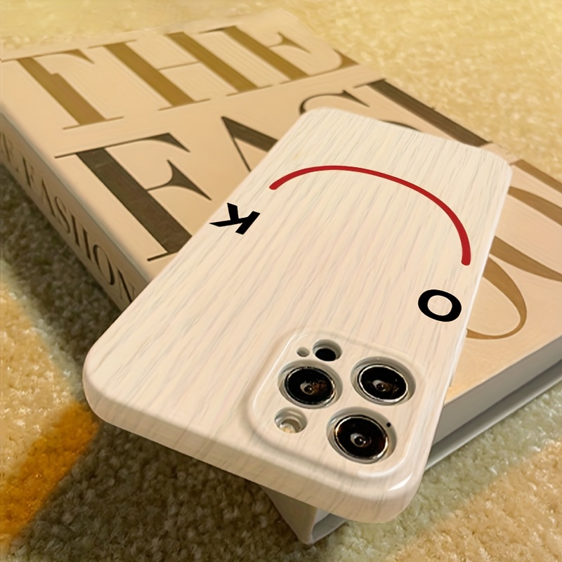 apricot wood grain happy face film shell inclusive fine hole - Temu ...