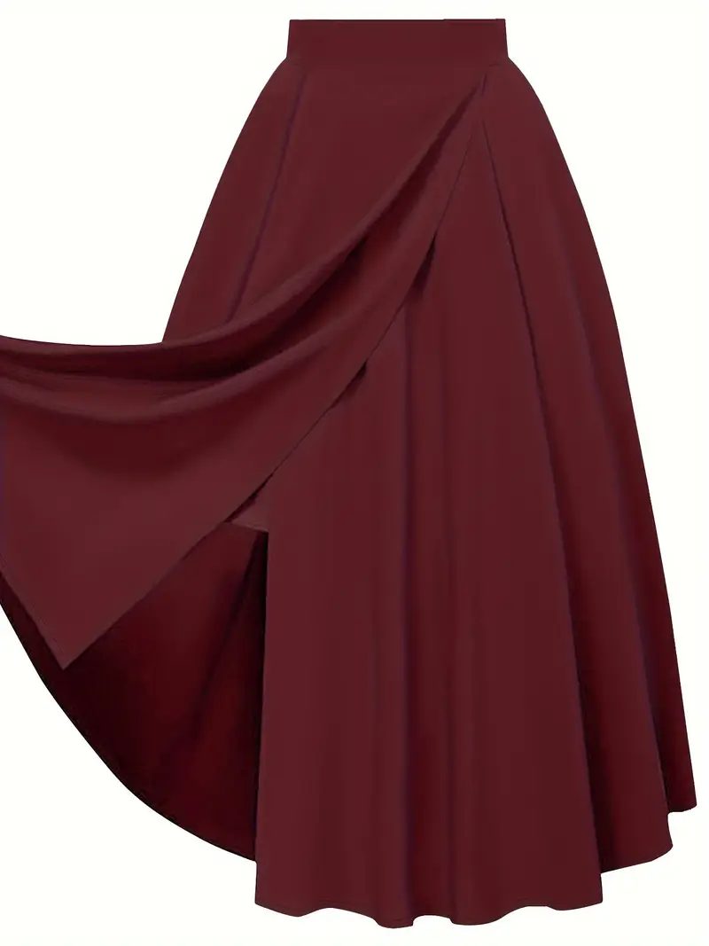 Plus Size Solid Split Skirt Casual Skirt Spring Summer Temu Australia