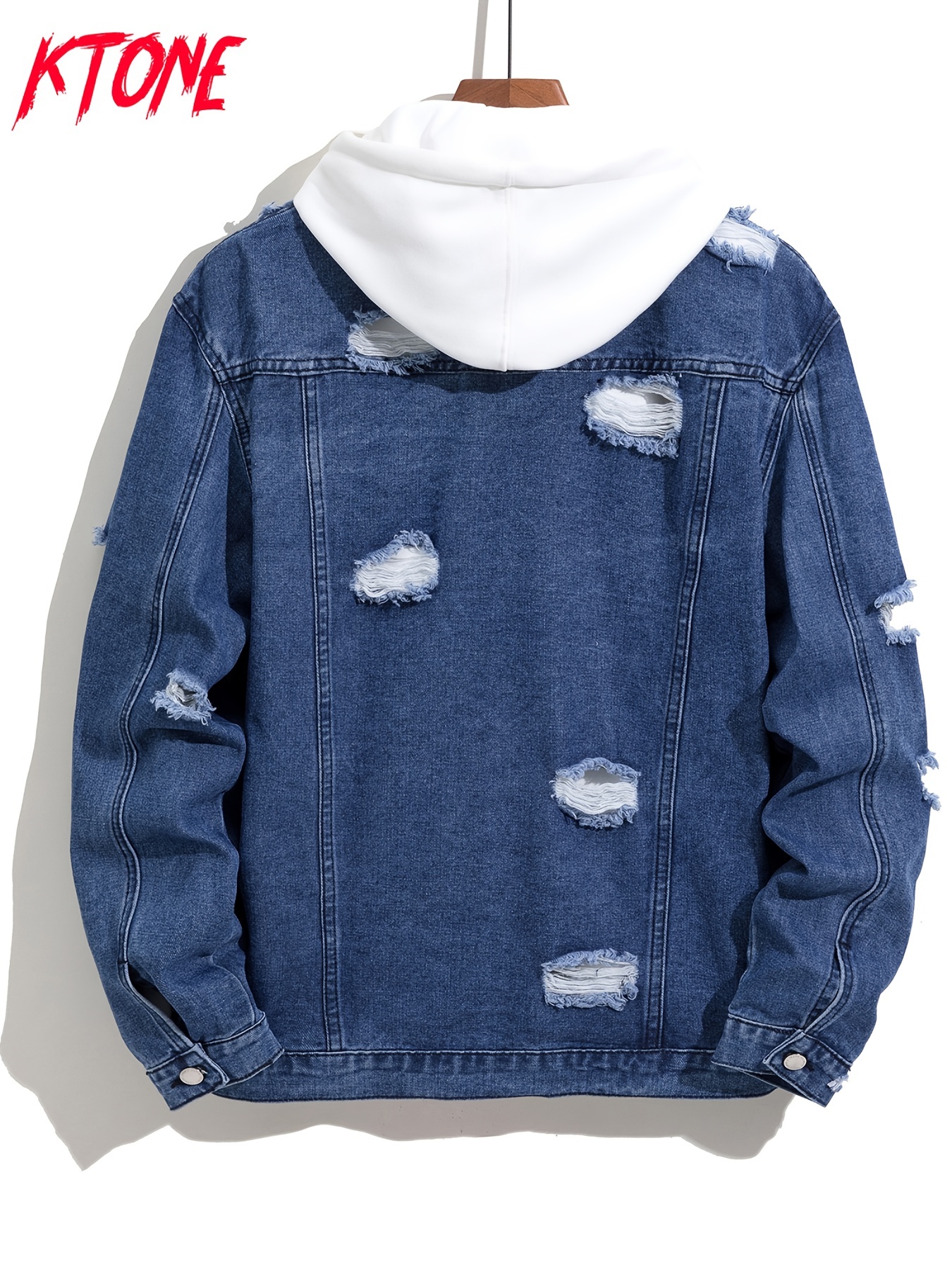 Men's Vintage Ripped Pocket Denim Jacket - Temu Australia