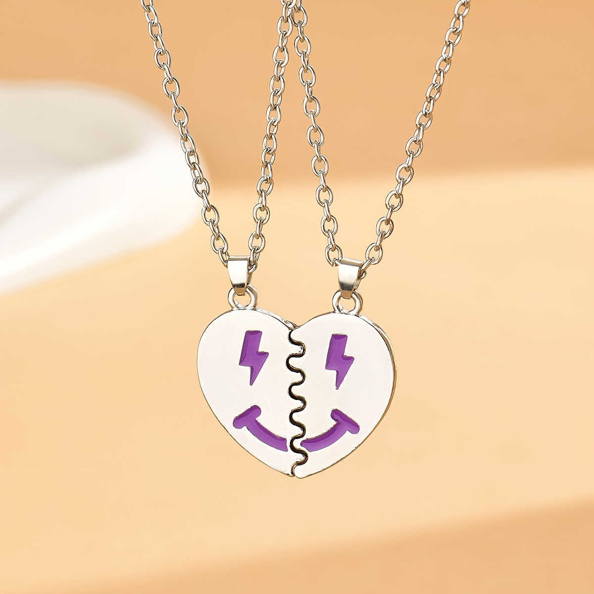 Necklace, Love Heart Splicing Pendant Necklace, For Men Women - Temu ...