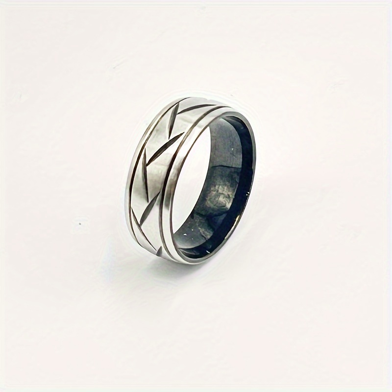 Simple Classic 316 Stainless Steel Ring Tyre Pattern Silvery - Temu Denmark