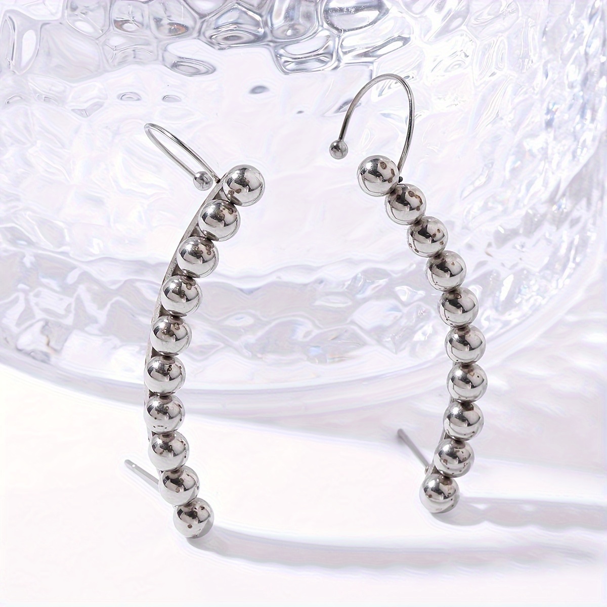 Steel Color/golden Ear Cuffs 10 Steel Beads Decor Cute Party - Temu ...