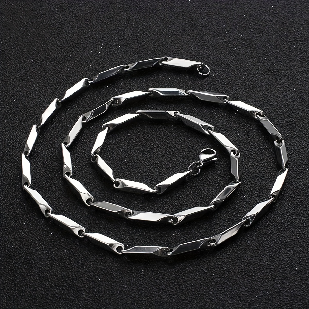 Stainless Steel Rhombus Bamboo Chain Trendy Men's Fashion - Temu Ireland