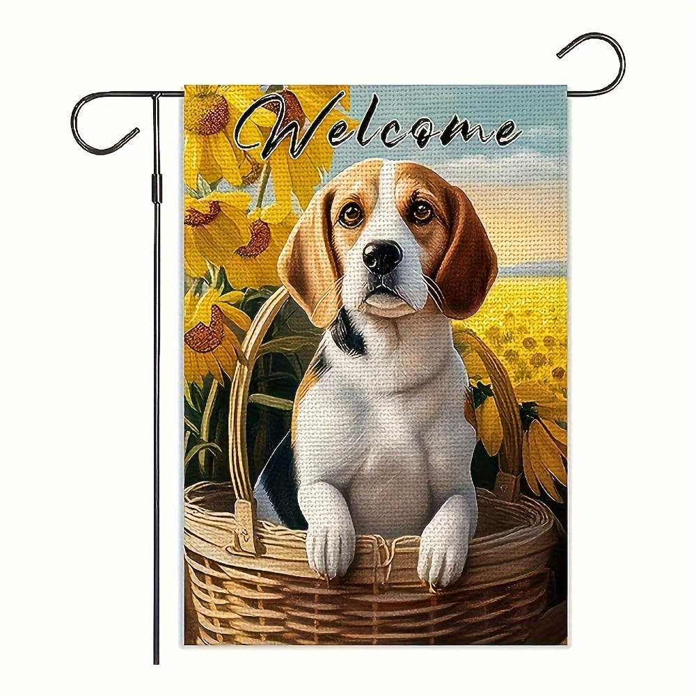 Dog Garden Flag Welcome Beagle Double Sided Outside - Temu United Kingdom
