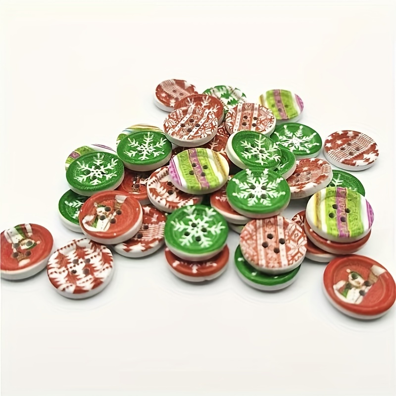 festive wood buttons christmas patterns boys snowflakes xmas - Temu