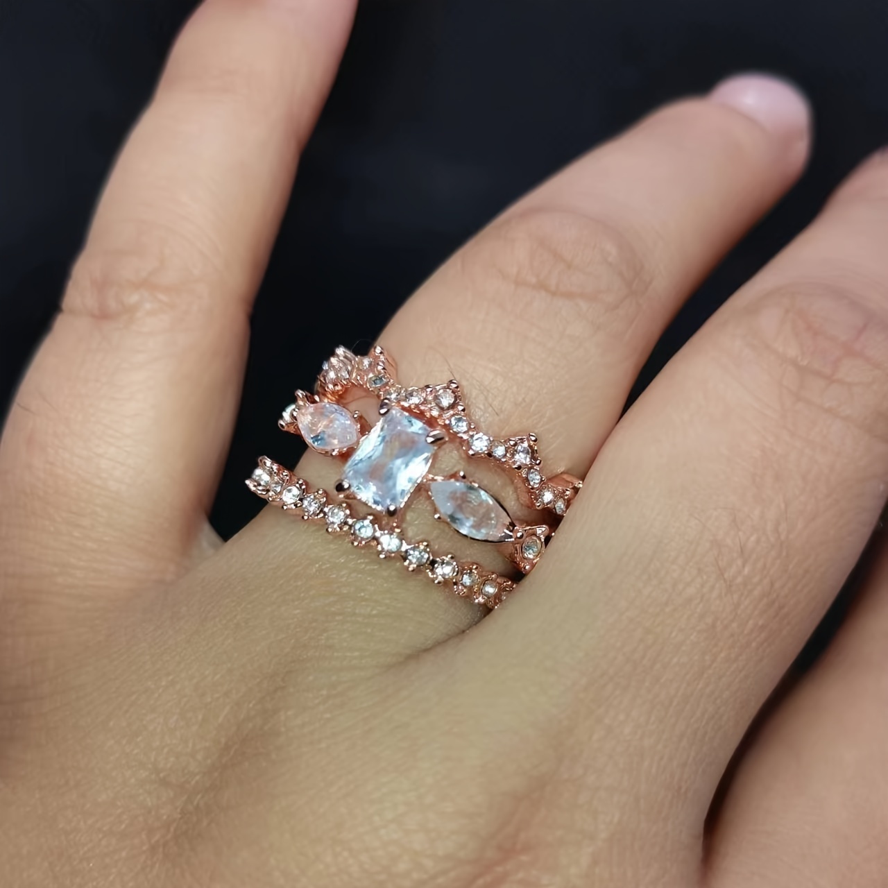 Boho Style Promise Rings Inlaid Shining Gemstone Symbol - Temu United ...