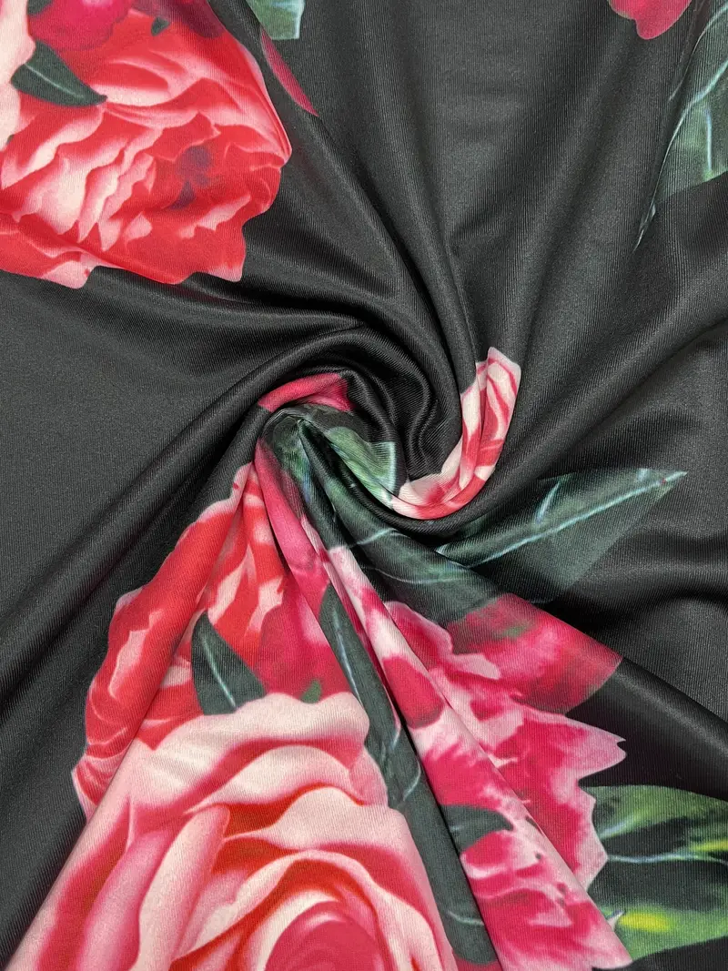 Floral Print Splicing Dress Elegant Crew Neck Short Sleeve Temu