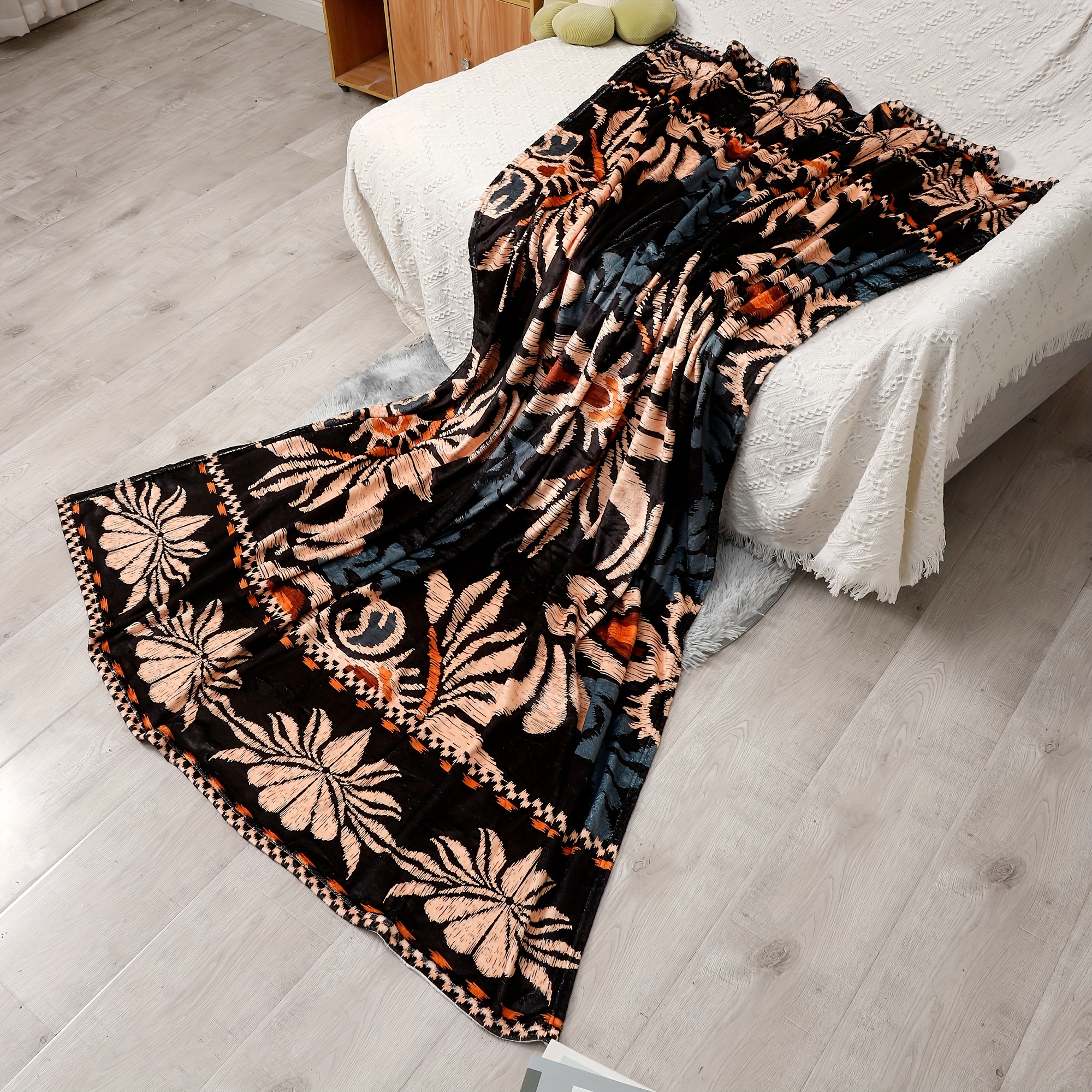 Comfortable Soft Boho Style Throw Blanket Flannel Blanket - Temu United ...