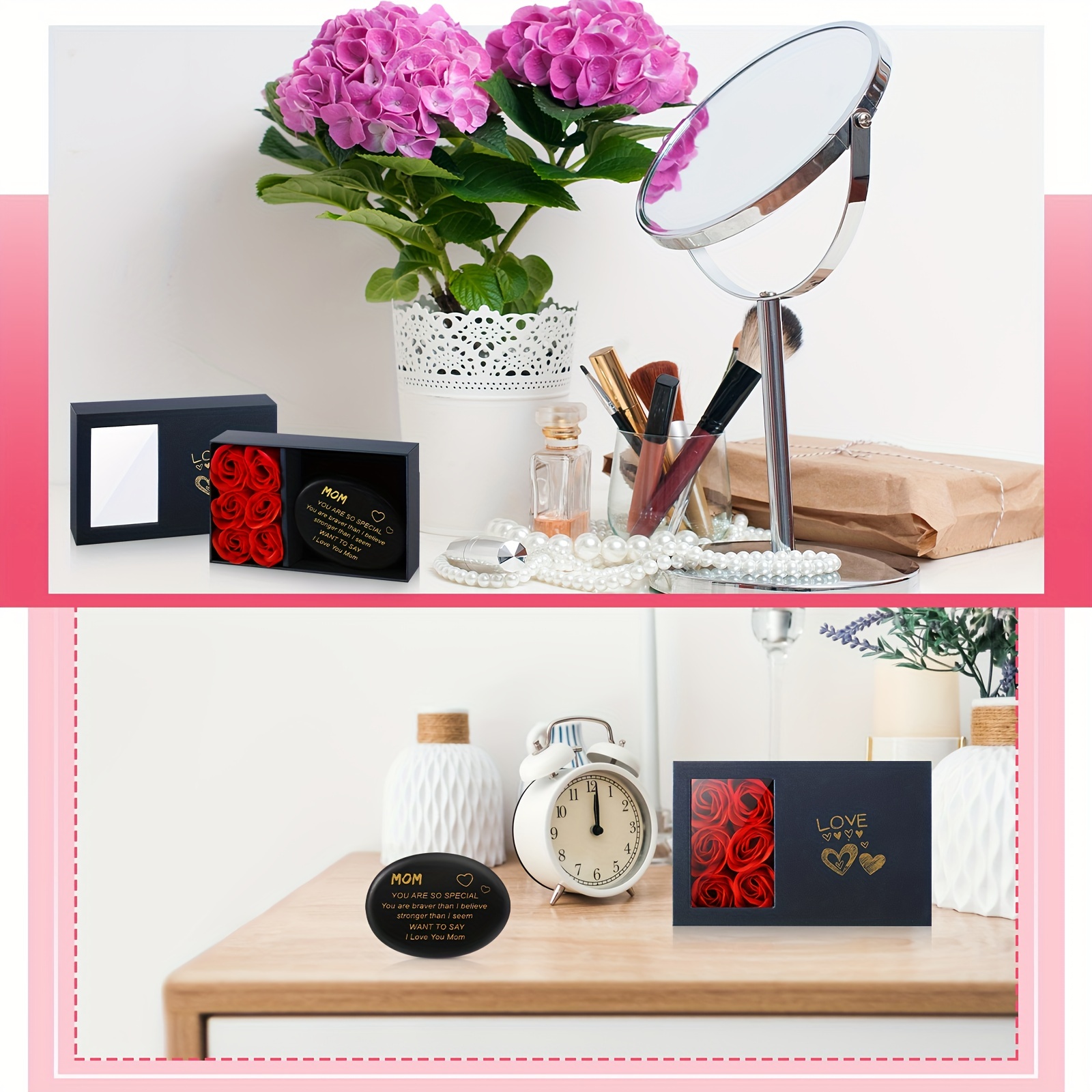 Pebble Carved Rose Flower Gift Box Set Small Business - Temu United Kingdom