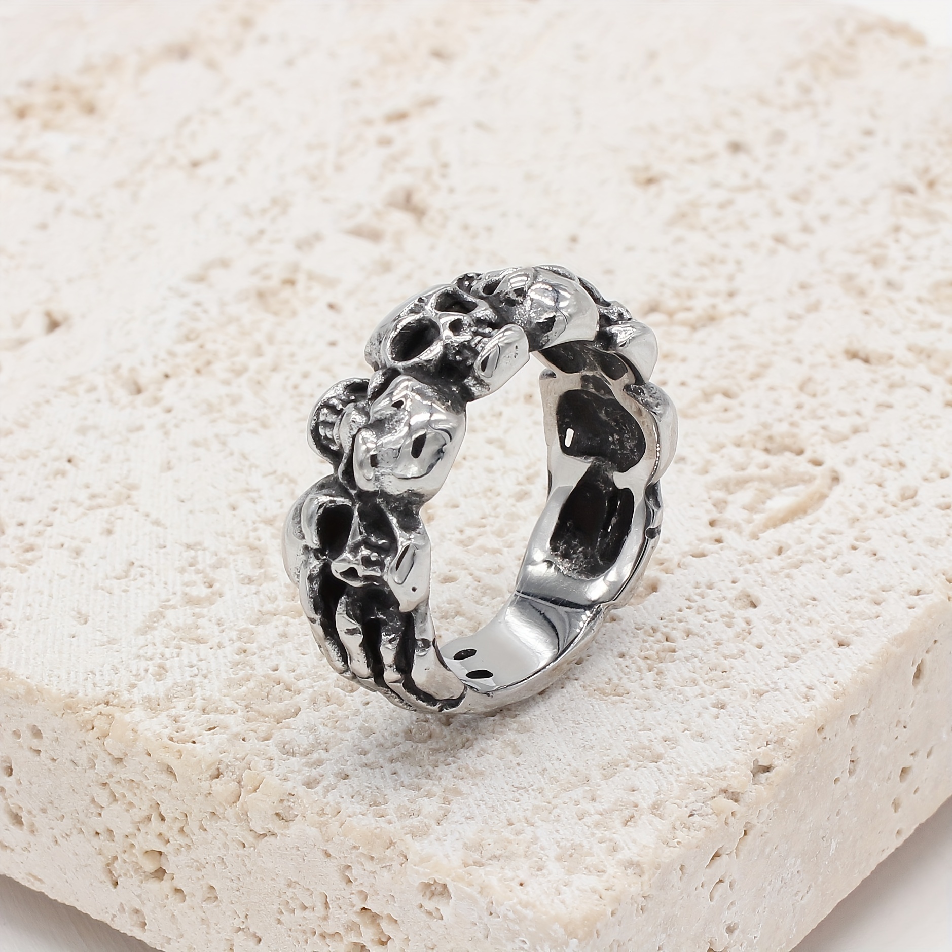 Men's Little Skull shaped Stainless Steel Ring Daily Wear - Temu ...