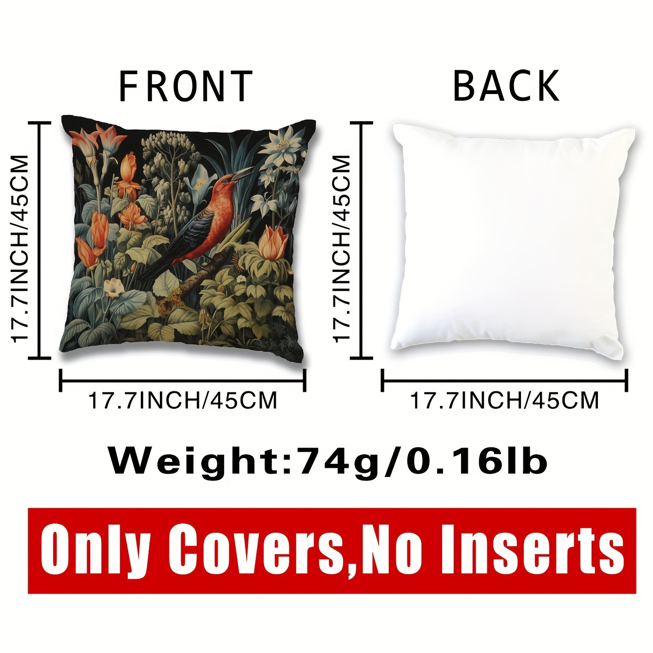 Flowers Birds Pillow Flannel Pillowcase Household Sofas - Temu