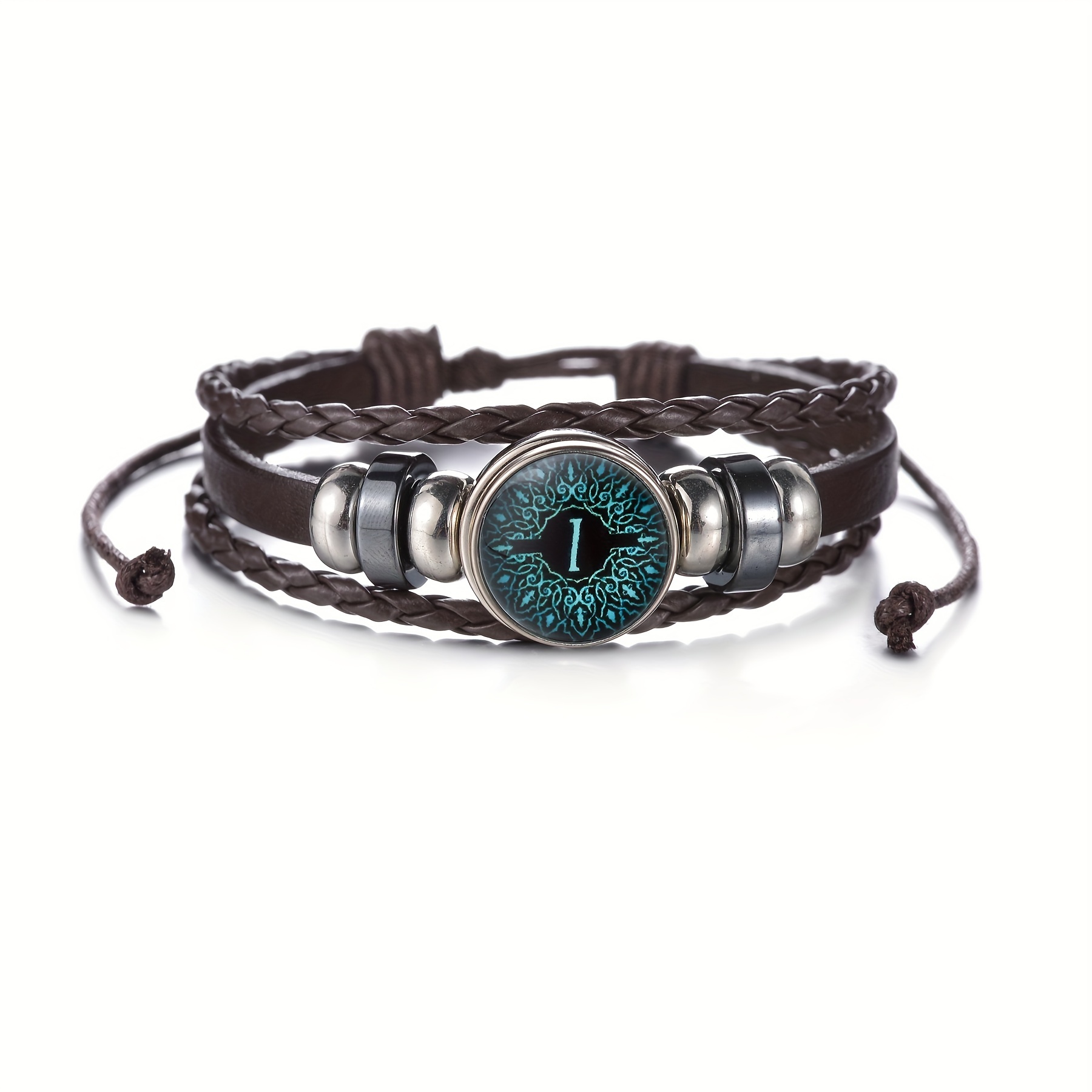 Bracelet En Cuir Pu Marron Bracelet 26 Lettres Anglaises - Temu France