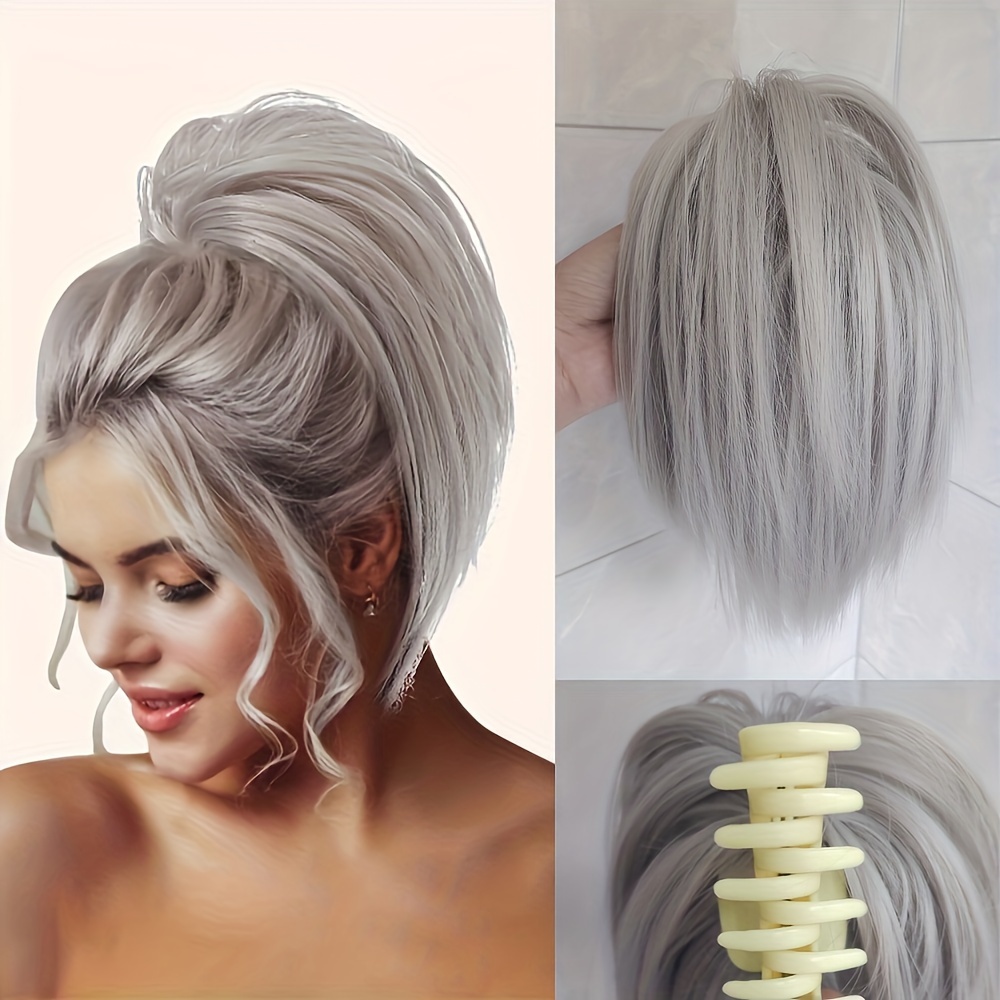 Chignon Messy Braided Bun Synthetic Straight Ponytail Hair - Temu New ...