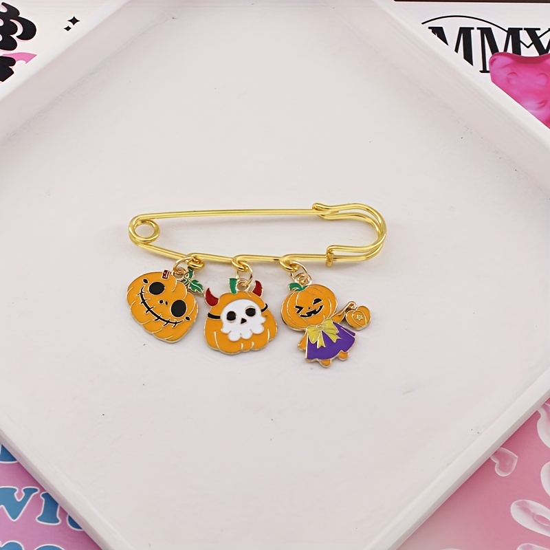 Ghost Pumpkin Spider Web Etc Pendant Safety Pin Brooch - Temu Norway