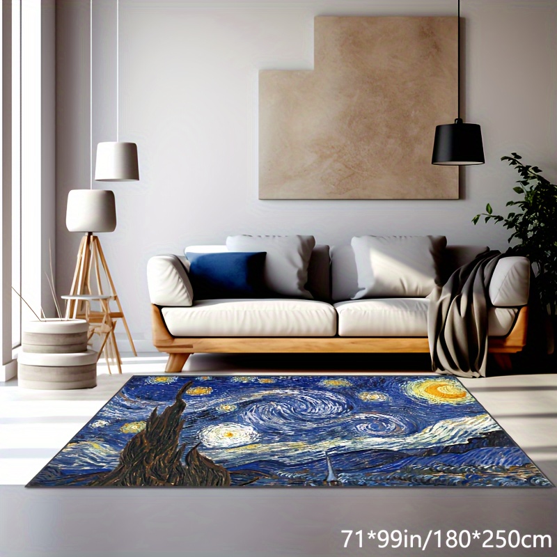Van Gogh Starry Night Pattern Rug Print Rug Soft Floor Mat - Temu ...