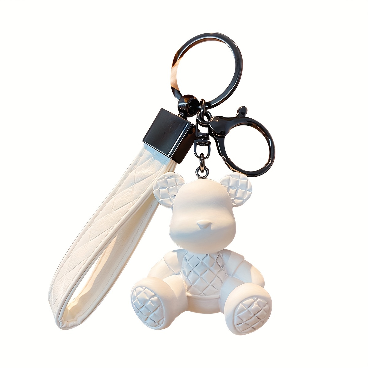Bamboo Braided Bear Keychain For Boys Fashion Cool Bear Car - Temu Norway