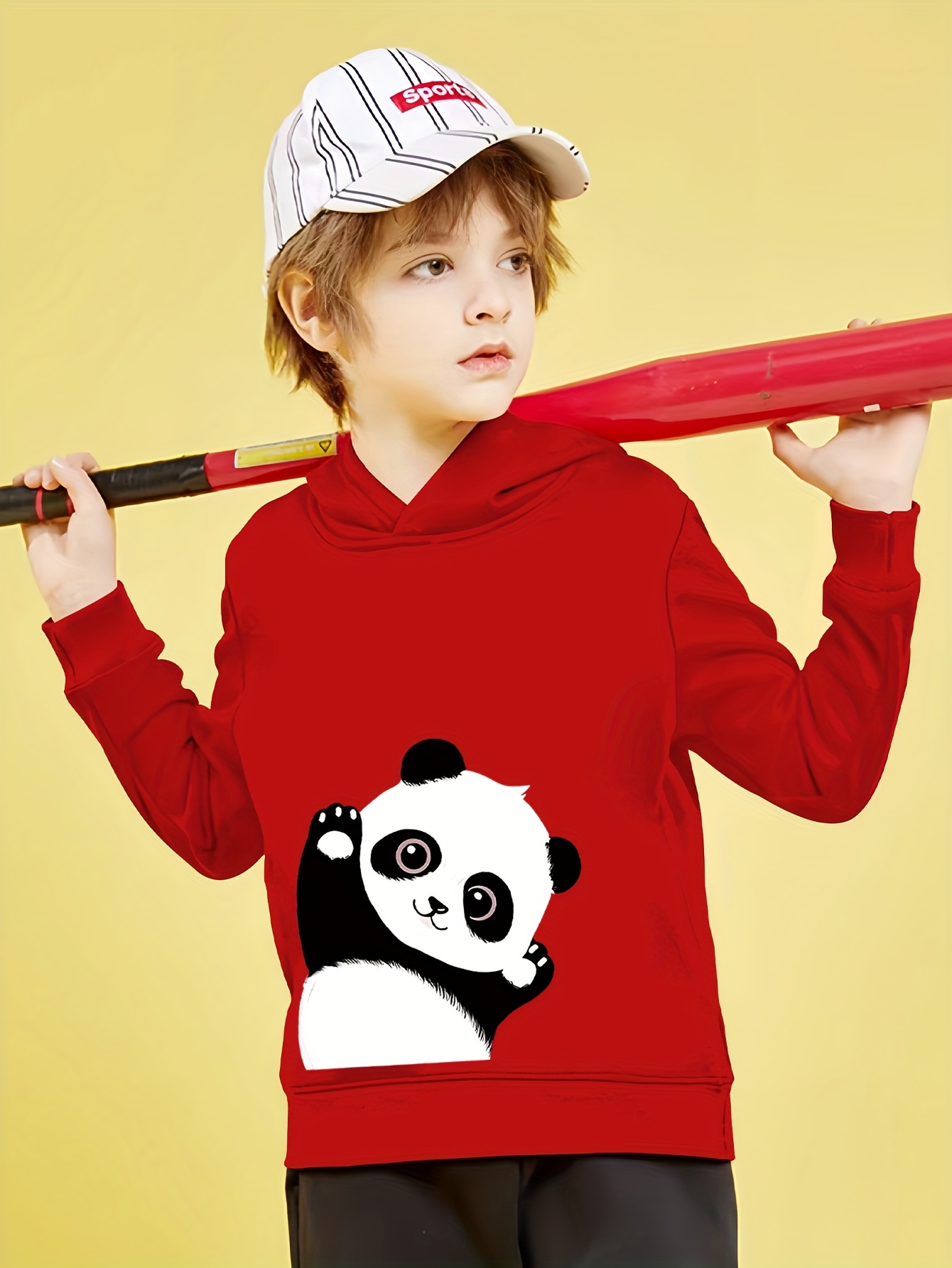 Adorable Panda Print Boys Casual Pullover Long Sleeve - Temu Portugal
