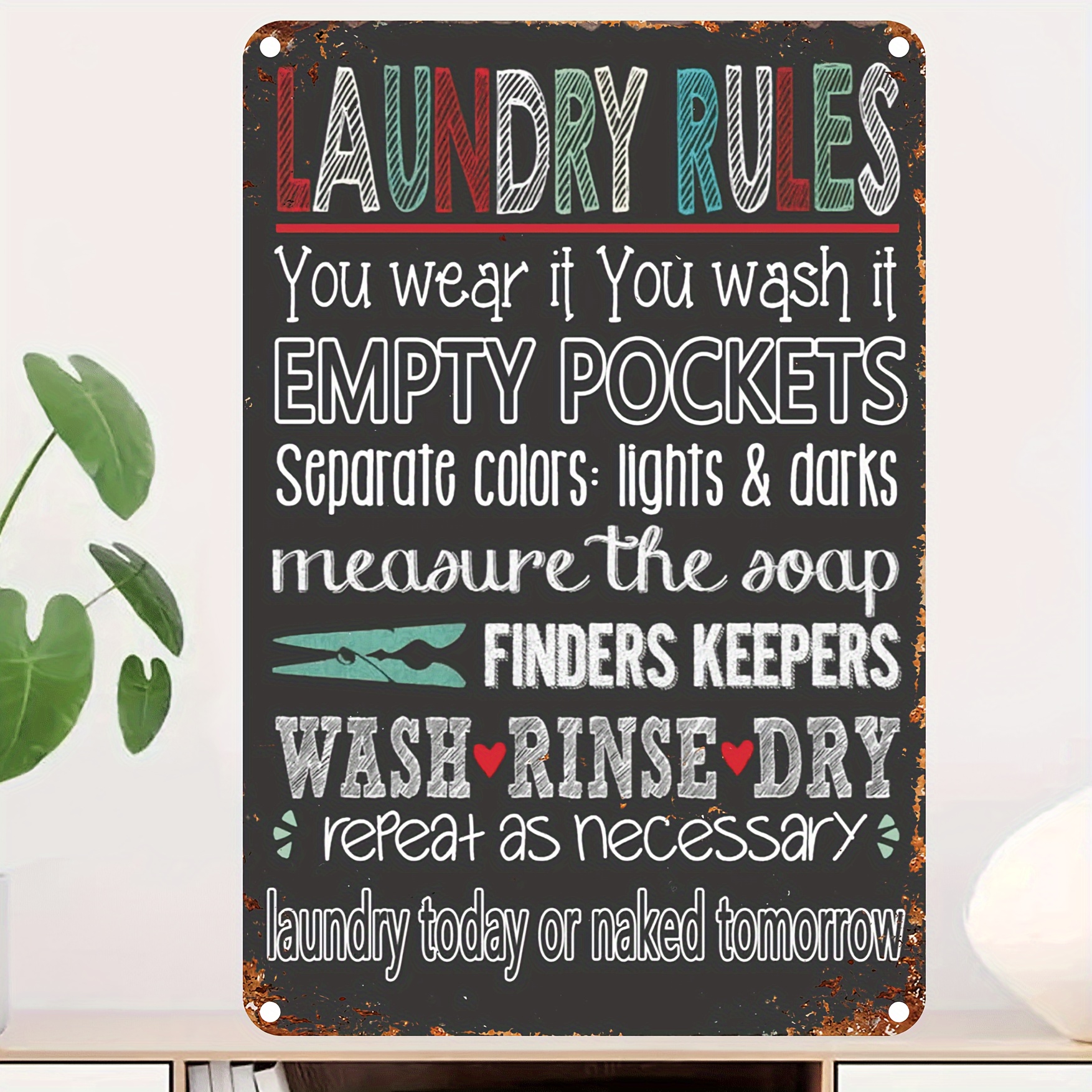 Laundry Rules Typography Wash Rinse Dry Vintage Distressed - Temu ...