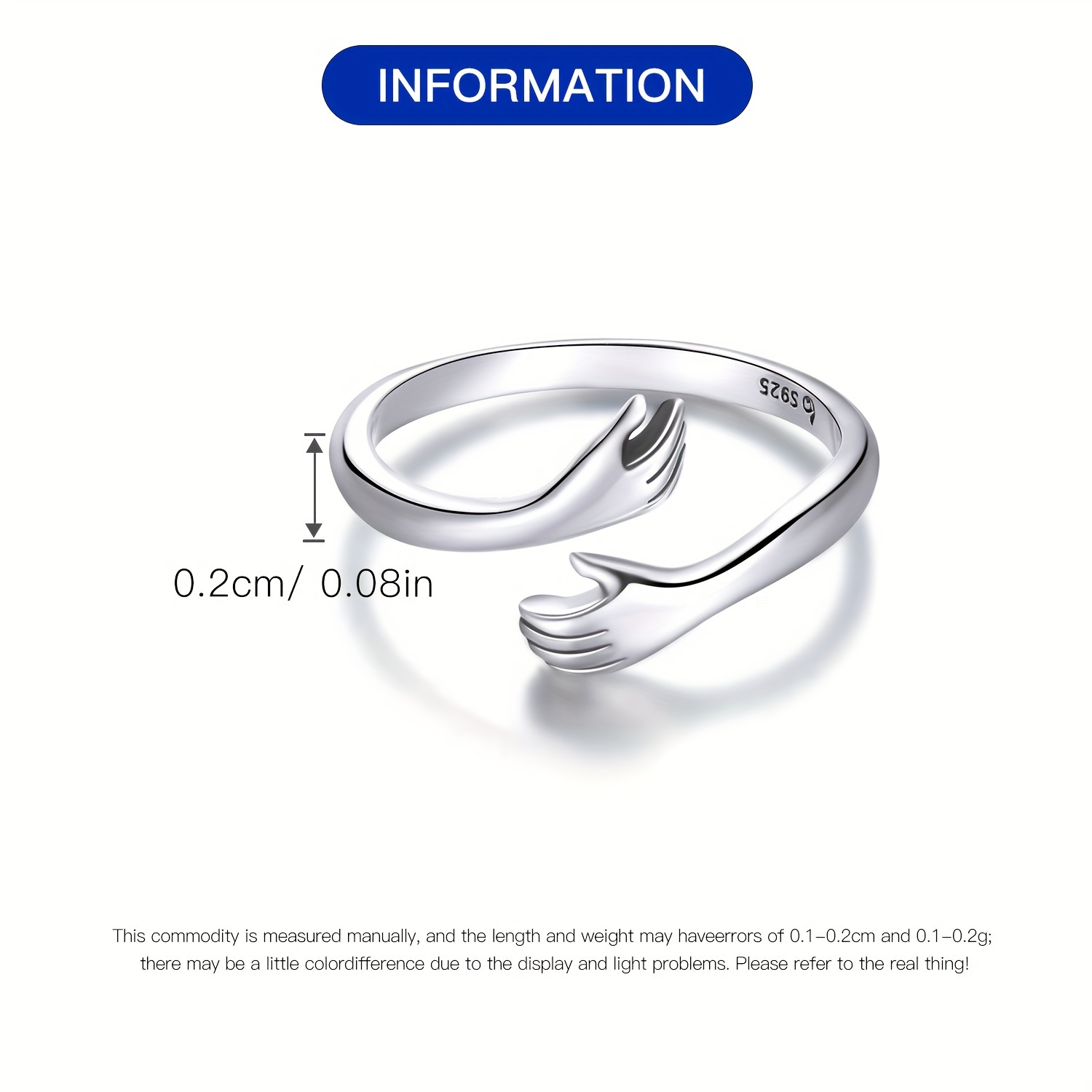 925 Sterling Silver Ring Trendy Embracing Design Suitable - Temu Portugal