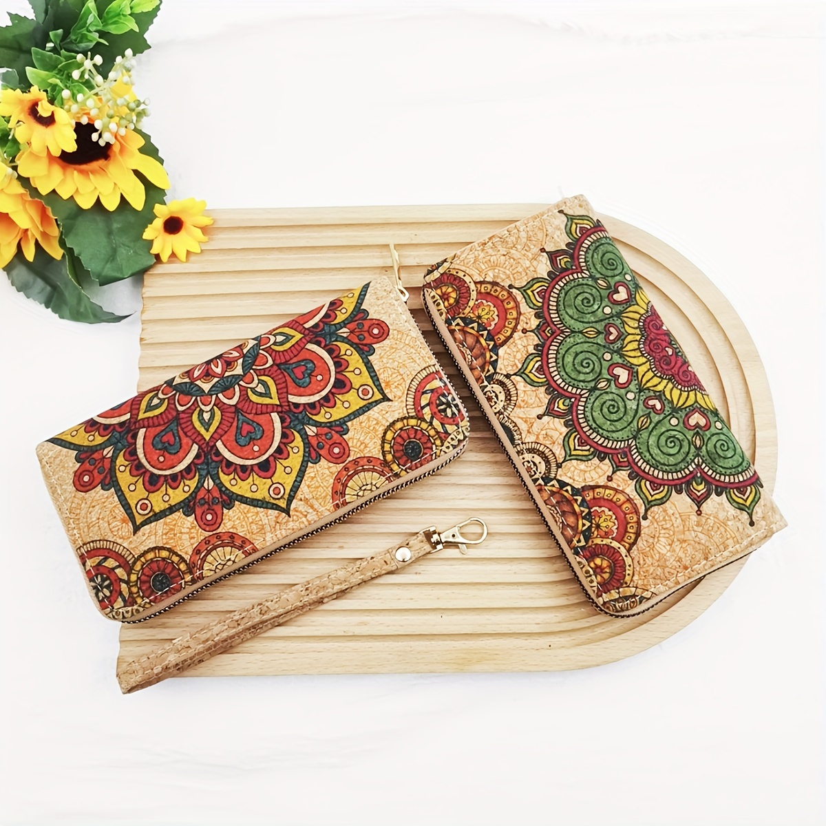 Retro Mandala Pattern Long Wallet Large Capacity Zipper Coin - Temu Canada