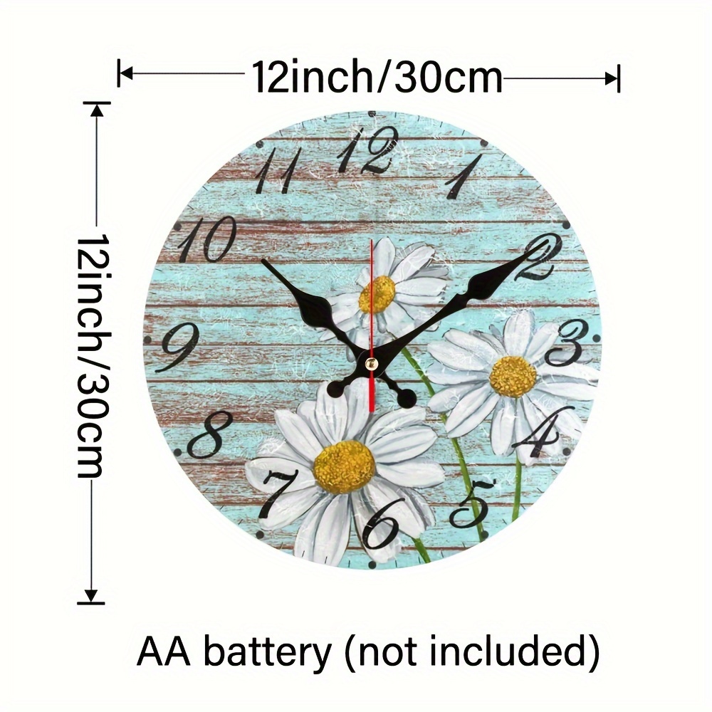 Sunflower Daisy Wall Clock Silent Retro Bird Floral Clock - Temu Portugal
