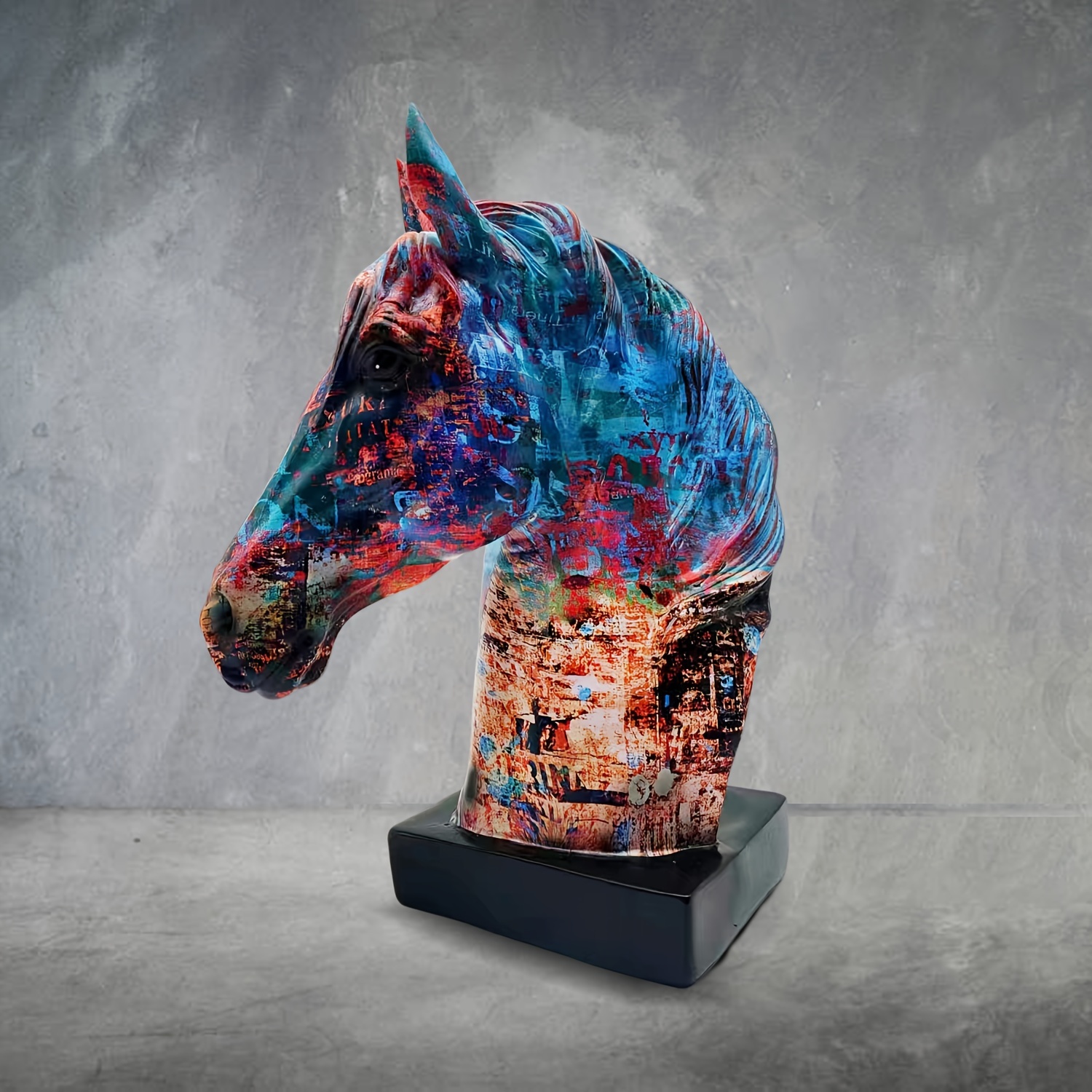 6"horse Head Desktop Decor Colorful Animal Statue Table - Temu Australia