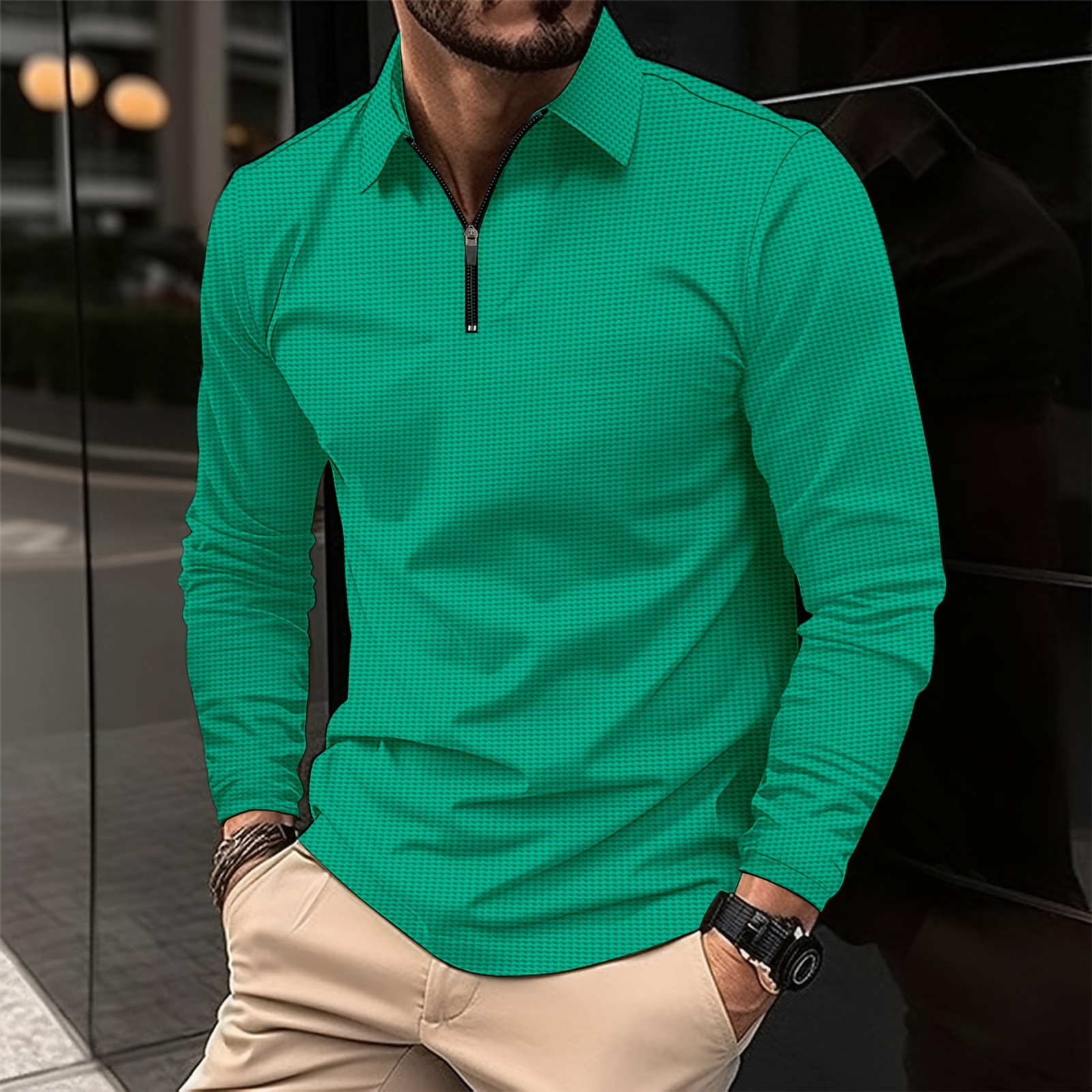 Waffle Shirt Mens Casual V Neck Pullover Long Sleeve Rugby Temu