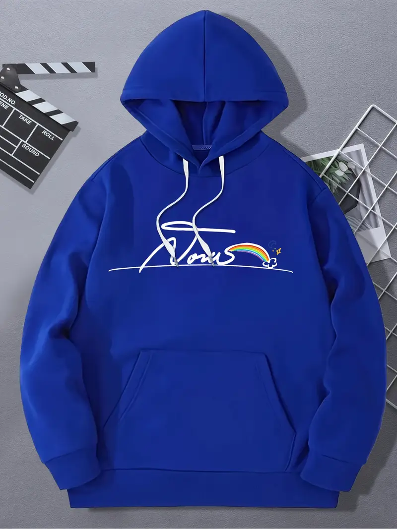 Creative Letter Rainbow Pattern Print Hoodie Cool Hoodies Temu Australia