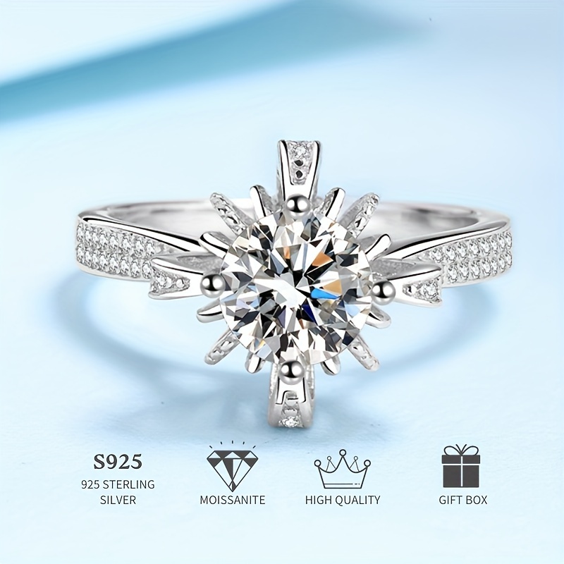 1 Carat Round Moissanite Ring S925 Silver Ring Wedding - Temu United ...