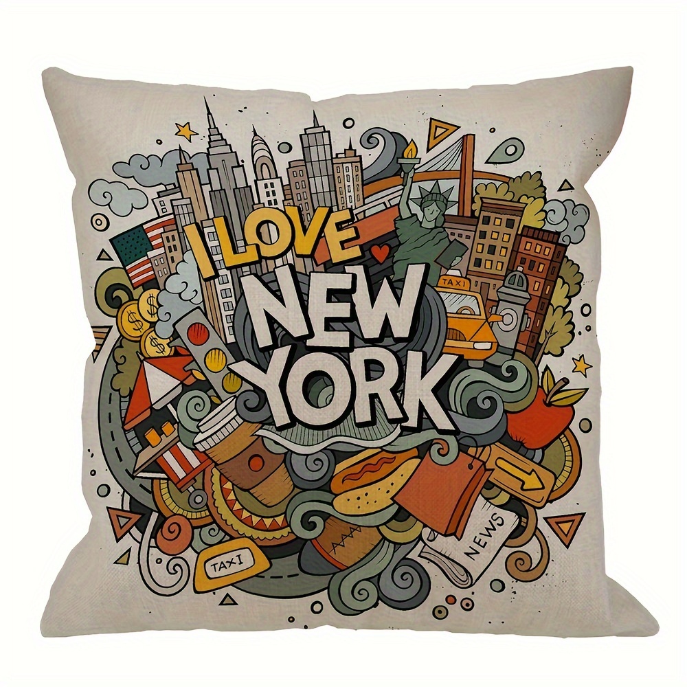 Pet New York Decorative Throw Pillow Cover Case Cartoon - Temu Australia