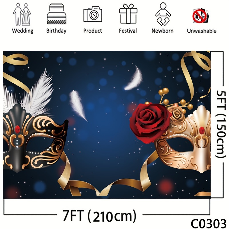 Masquerade Photography Backdrop Black Gold Mask Backdrop - Temu Denmark