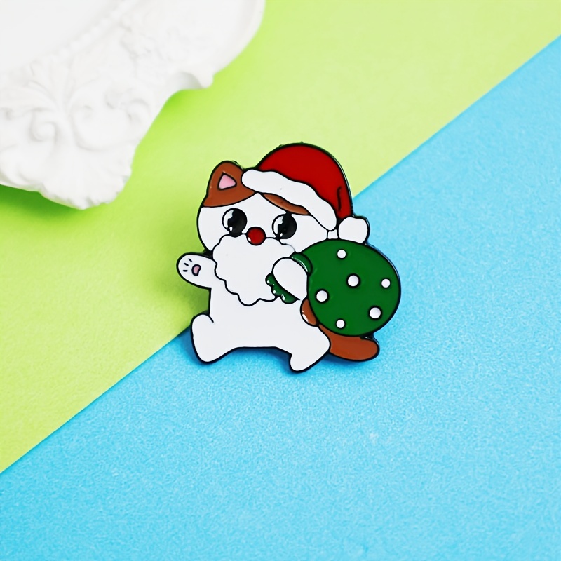 Christmas Cartoon Cute Cat Santa Claus Pattern Badge Girls - Temu ...