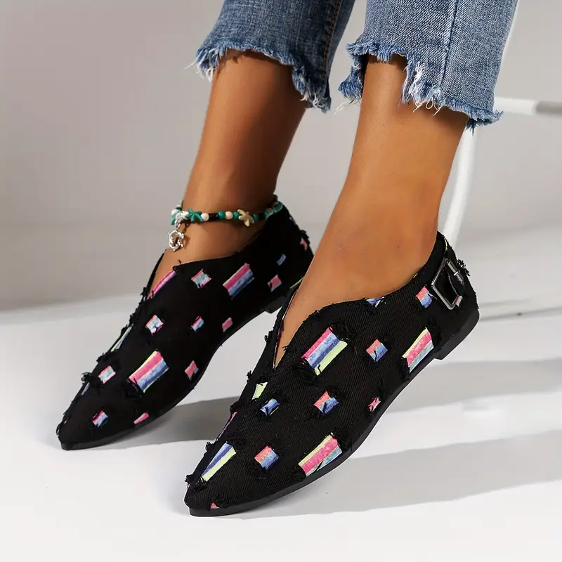 Ripped Detailed Flat Shoes Women s Elegant Point Toe Slip - Temu Australia Ripped Detailed Flat Shoes Women s Elegant Point Toe Slip - Temu Australia