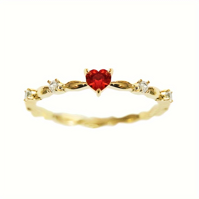 Creative Design Red Love Heart Inlaid Zircon Ring Women - Temu Australia