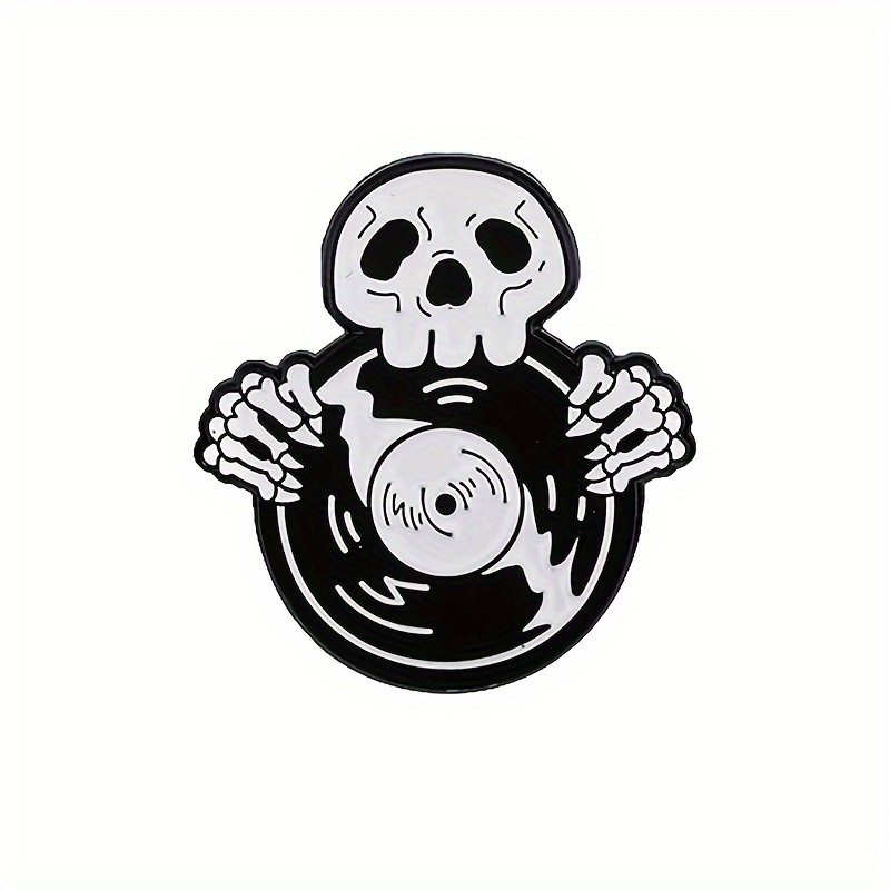 Retro Record Player Brooch Gothic Skull Pattern Pin Hat - Temu United ...