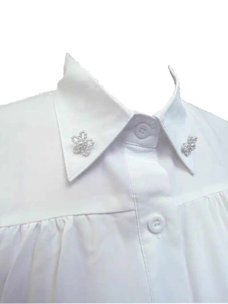 Beaded Floral Pattern Button Front Blouse Elegant Long Temu