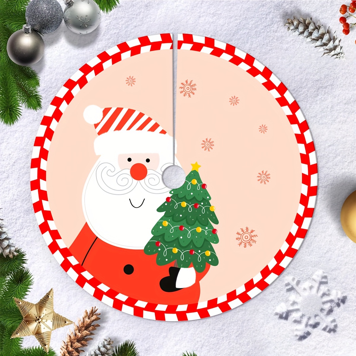1pc Christmas Tree Skirt Santa Claus Christmas Tree Soft And ...