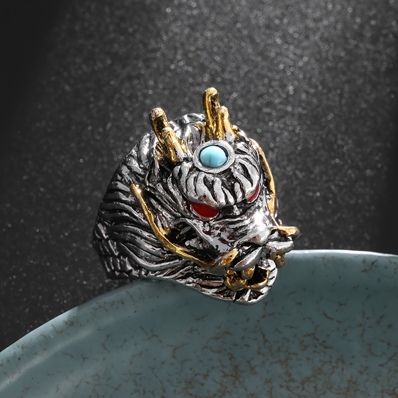 Retro Ring Shape Lifelike Evil Dragon Head Vintage Open Ring - Temu ...