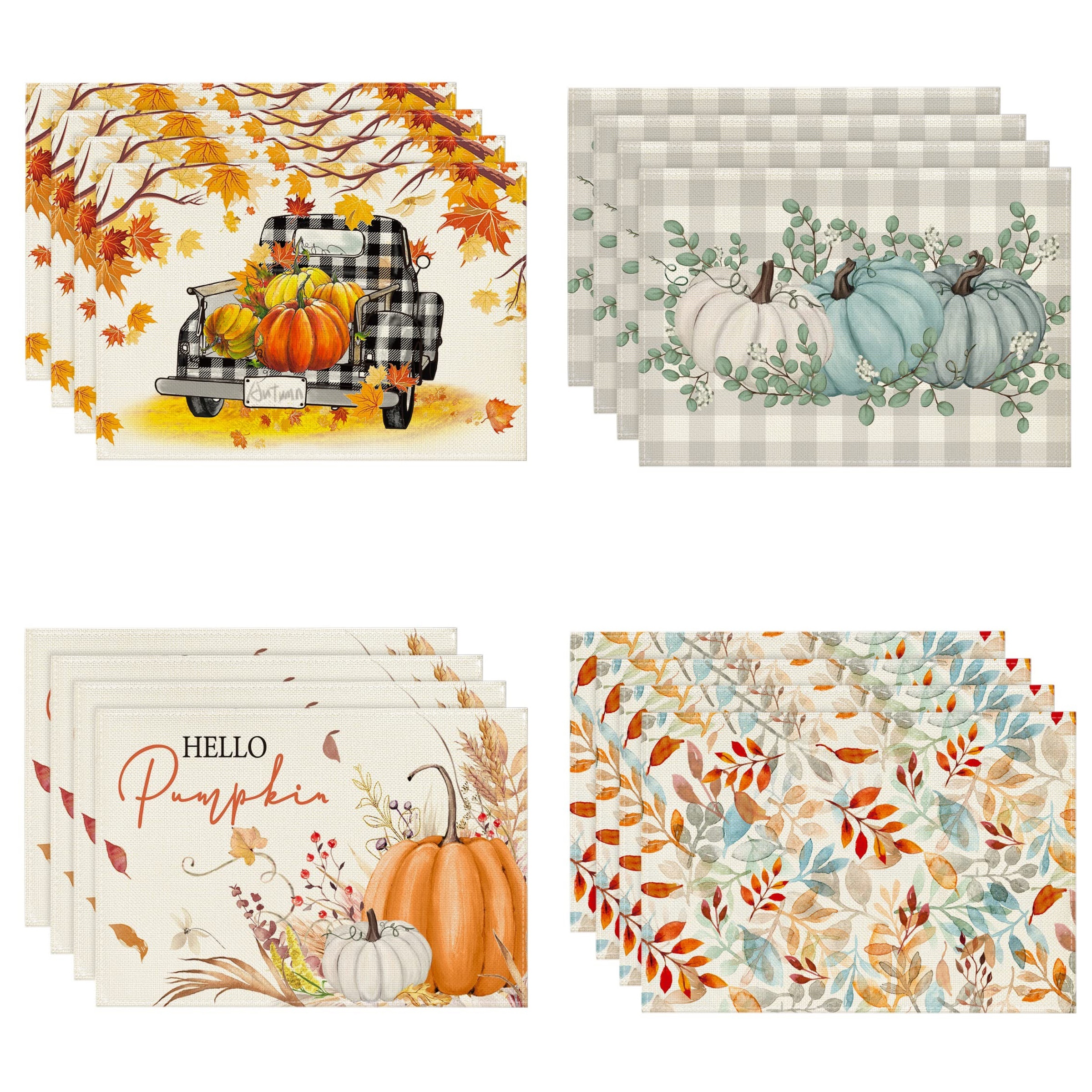 Polyester Table Mats Pumpkins Eucalyptus Leaves Fall - Temu Canada